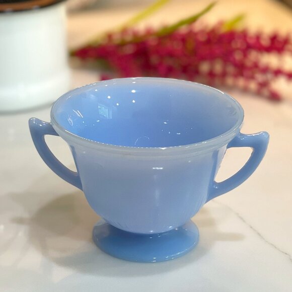 Kitchen | Vintage Delphite Blue Glass Two Handle Open Sugar Bowl | Poshmark